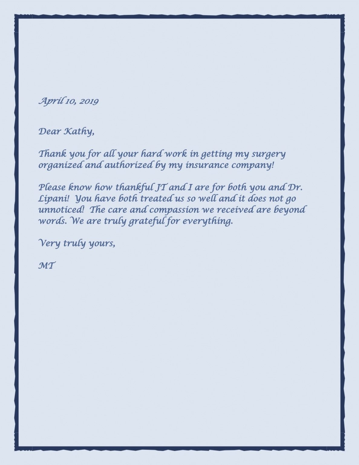 Princeton Neurological Surgery | Patient Letters