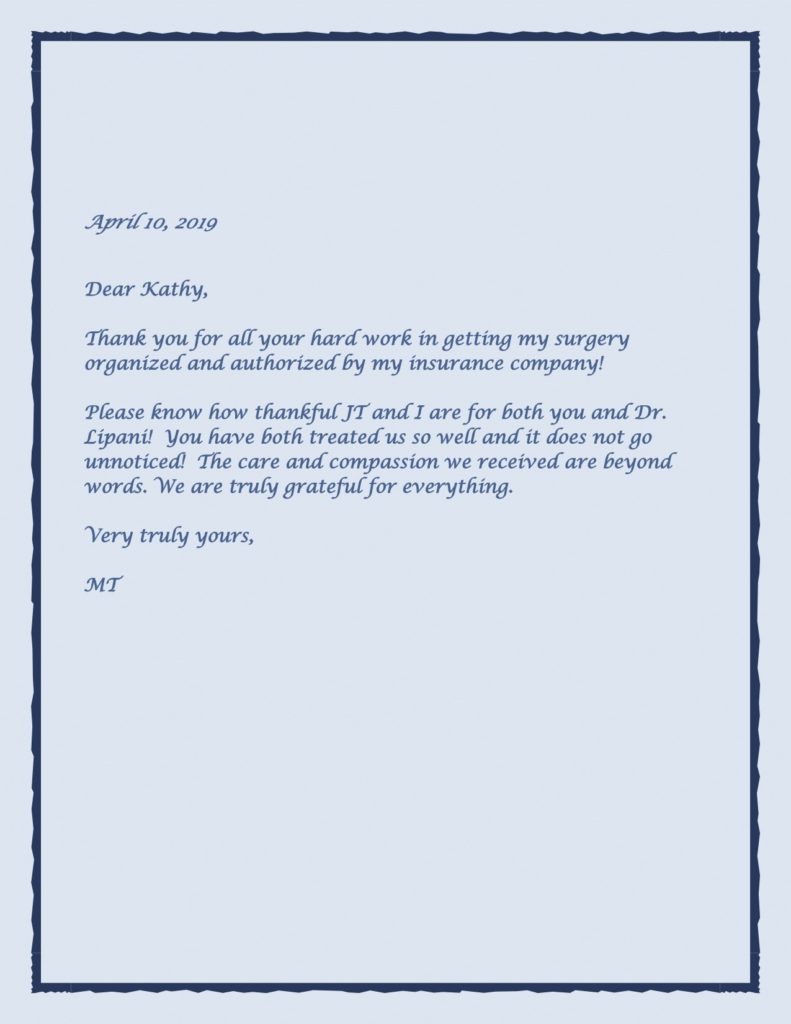 Princeton Neurological Surgery | Patient Letters